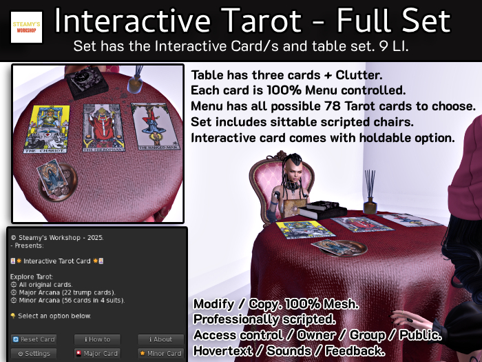 Second Life Marketplace - INTERACTIVE TAROT CARD & READING TABLE 2025